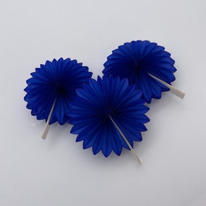 Blue Mini Paper Fans 5 Fans Set Christmas Tree Decorations Holiday Home ...