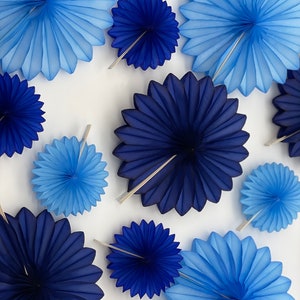 Blue Mini Paper Fans 5 Fans Set Christmas Tree Decorations Holiday Home ...