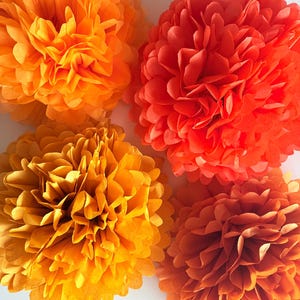 Set of 12 Large Fall Colours Paper Pom Poms - Poppy, Apricot, Burnt ...