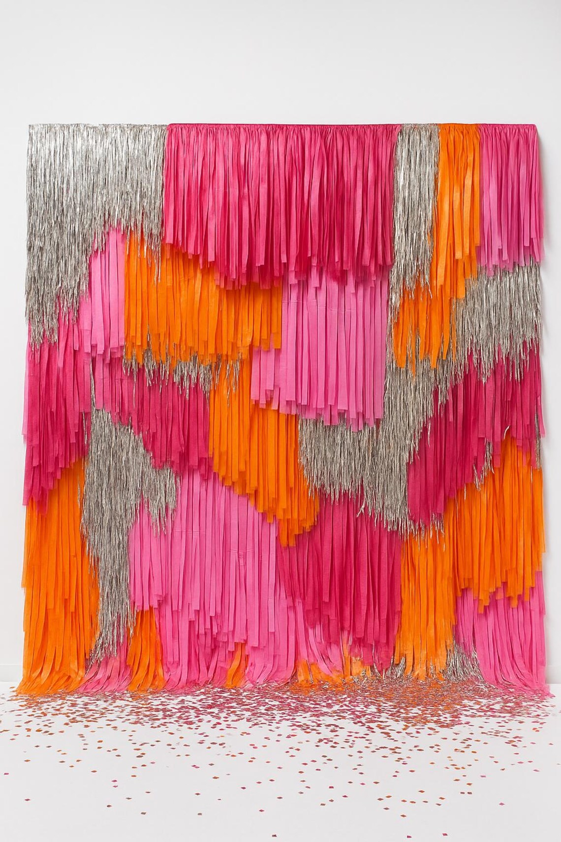 Orange Fringe Streamer Backdrop: Party Photo Booth Tinsel Curtain - Etsy