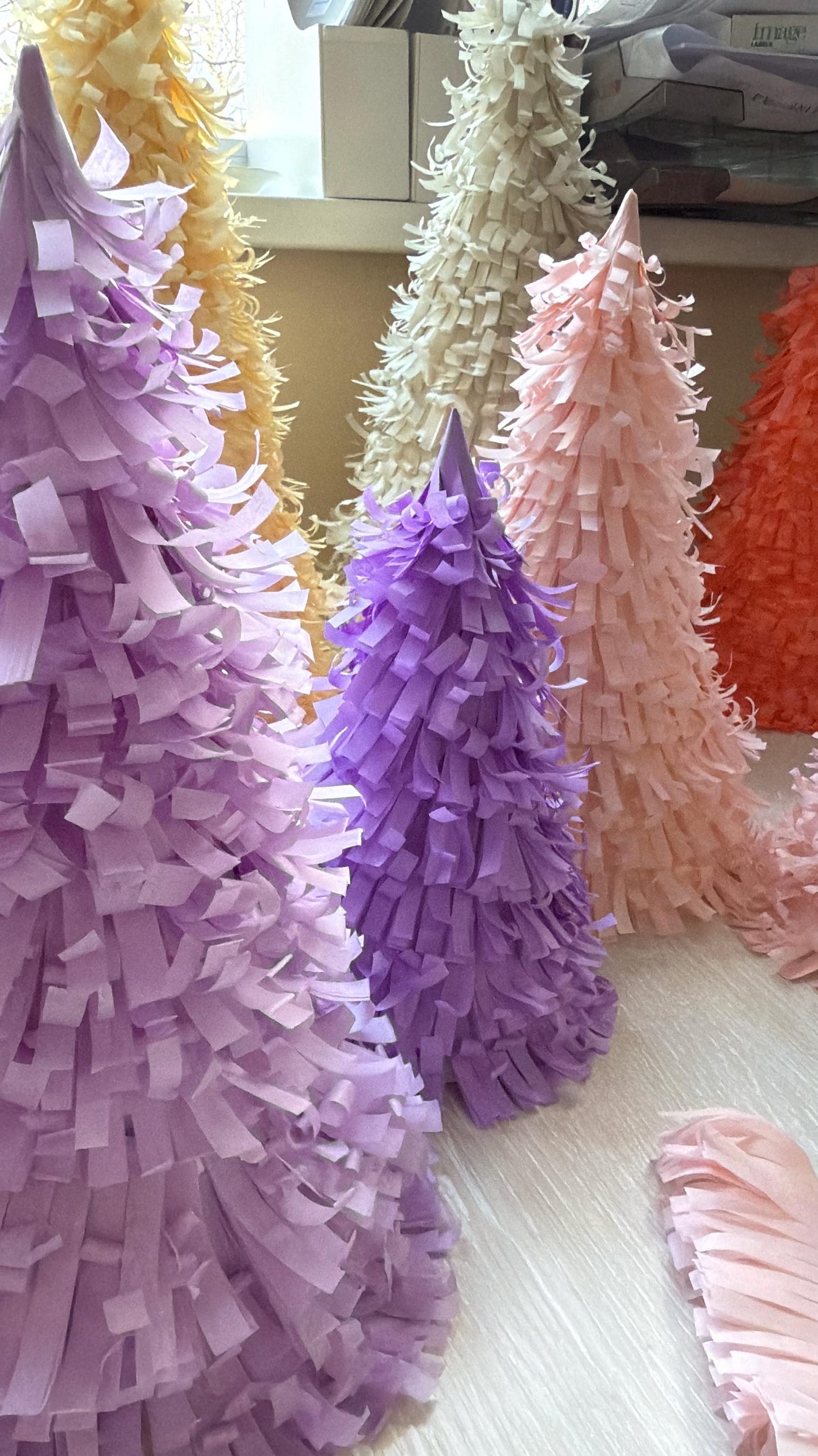 Custom Color Tissue Paper Christmas Tree: Fluffy Holiday Table ...