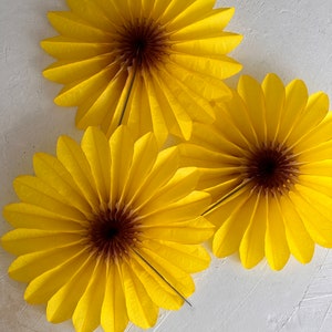 Yellow Paper Flower Fans 3psc Sunflowers Huge Paper Fan Party ...
