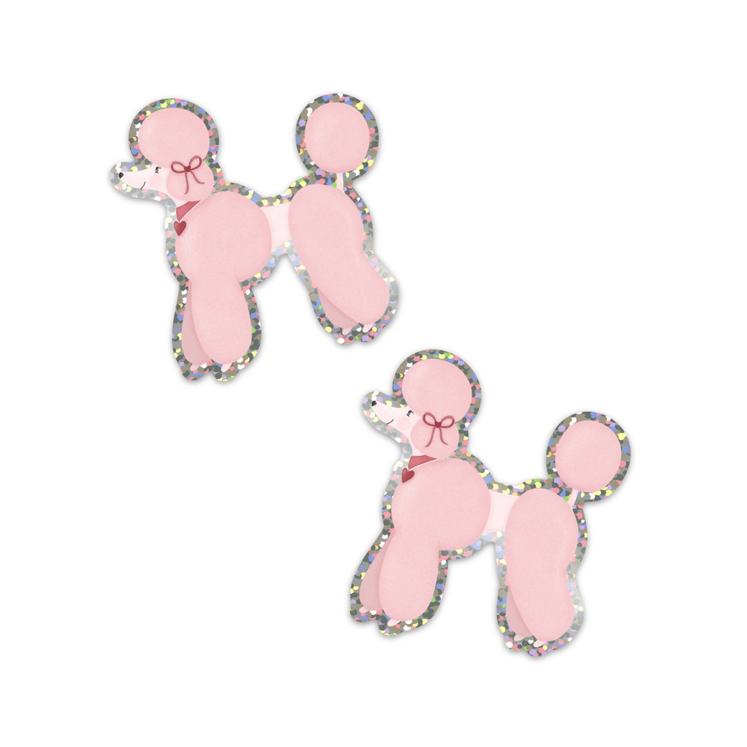 Pink Poodle Stickers Poodle Stickers Set of 4 Glitter Stickers - Etsy