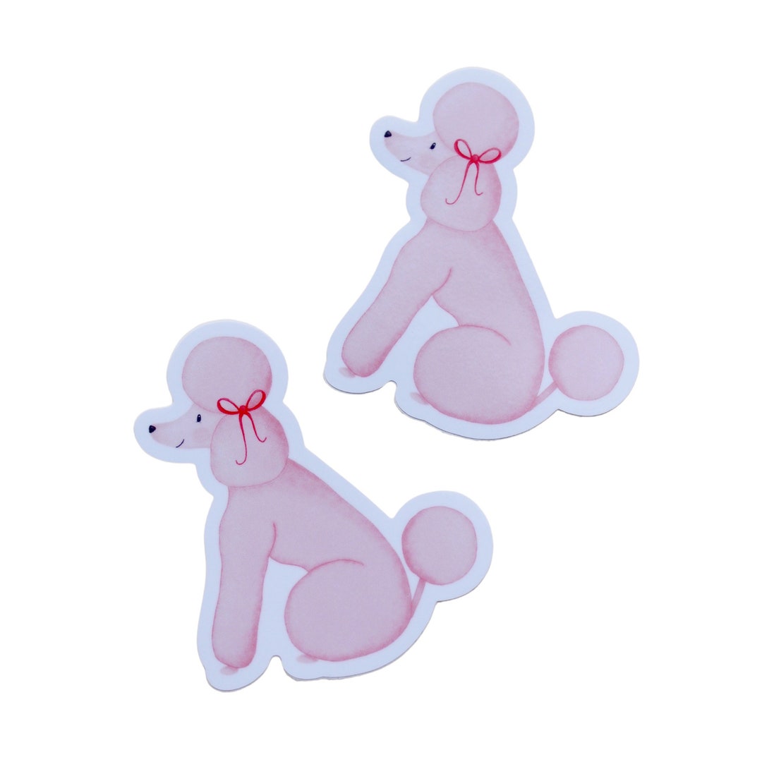 Poodle Stickers Pink Poodle Stickers Set of 4 - Etsy