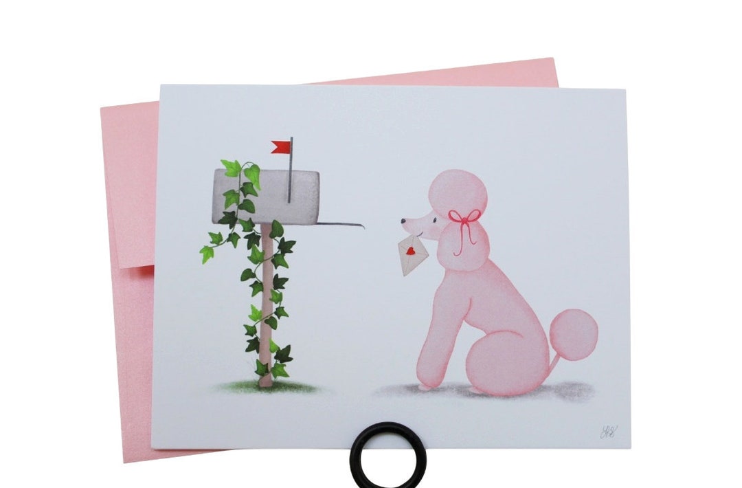 Poodle Cards and Sticker Set Pink Poodle Card Set - Etsy