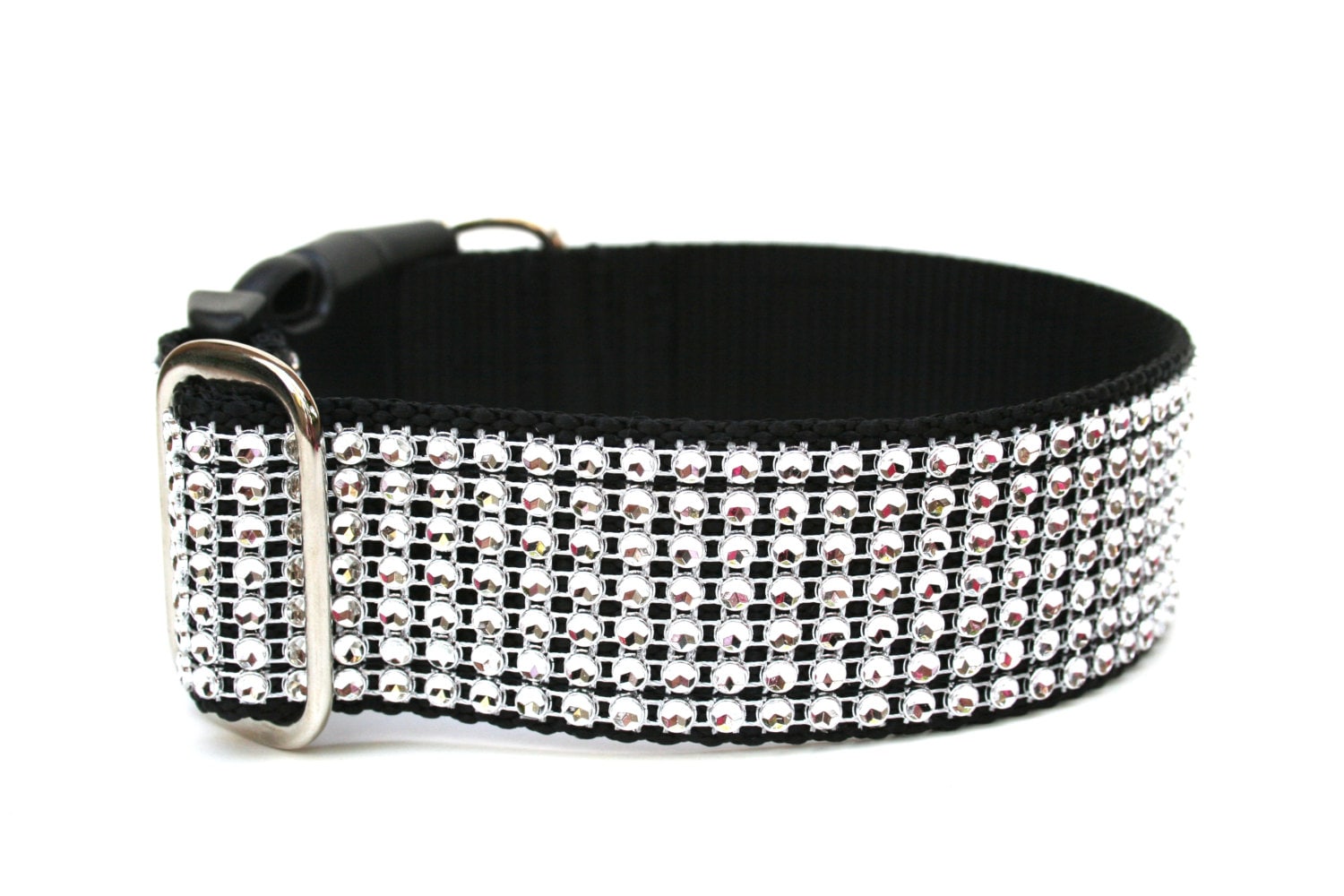 Rhinestone Dog Collar 1.5 Silver Dog Collar - Etsy