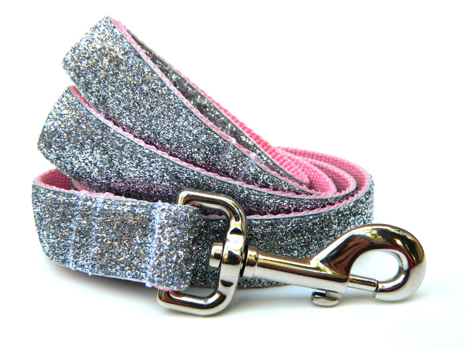 Silver Glitter Dog Leash 1 Pink Dog Leash - Etsy
