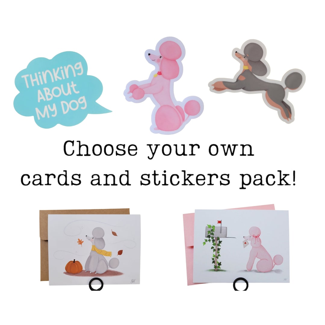 Poodle Cards and Sticker Set Poodle Note Card Set - Etsy