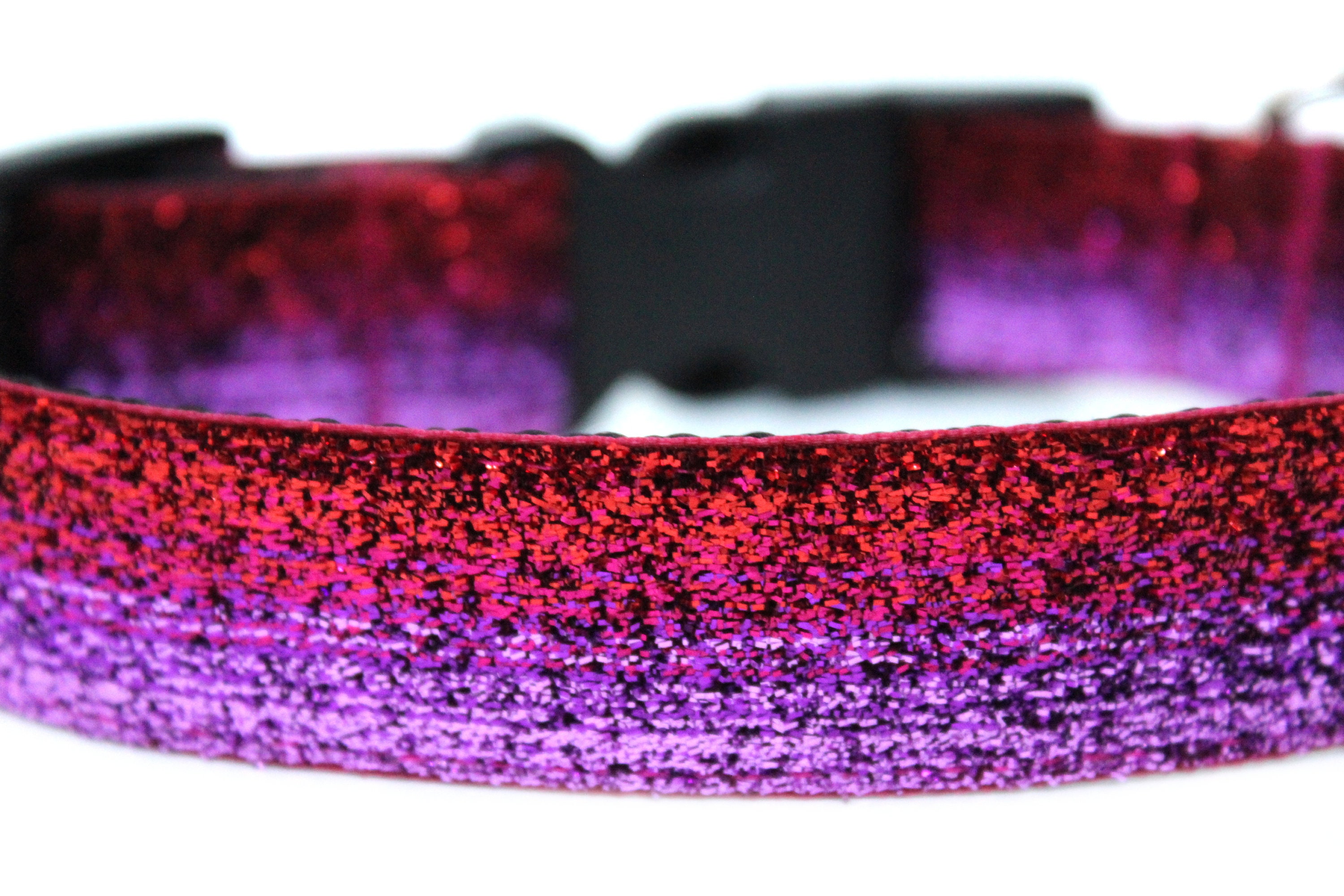 Glitter Dog Collar Pink Purple and Red 1 Side Release | Etsy