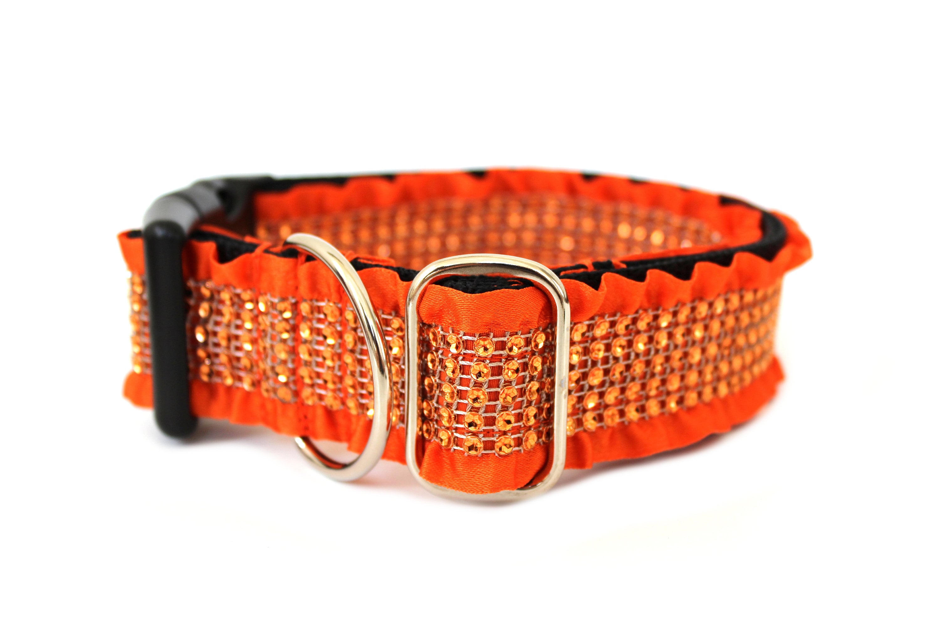 Orange Dog Collar 1.5 Rhinestone Dog Collar Ruffle Dog | Etsy