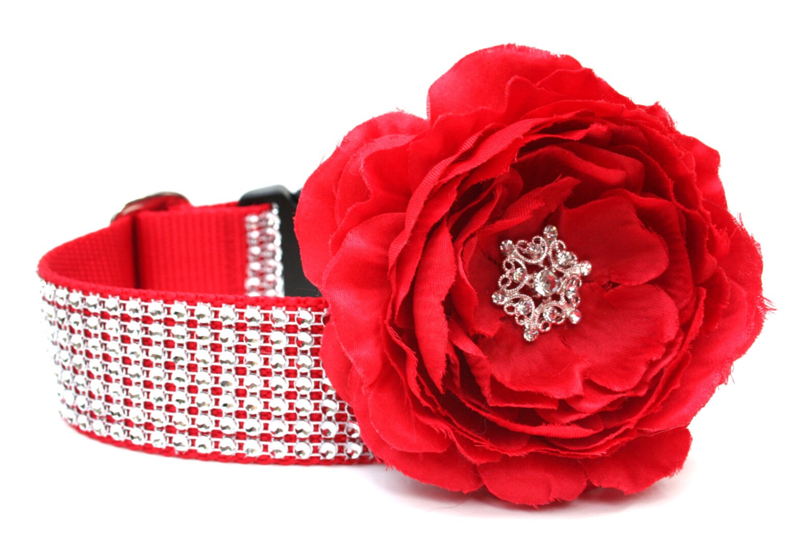 Red Dog Collar 1.5 Rhinestone Dog Collar - Etsy