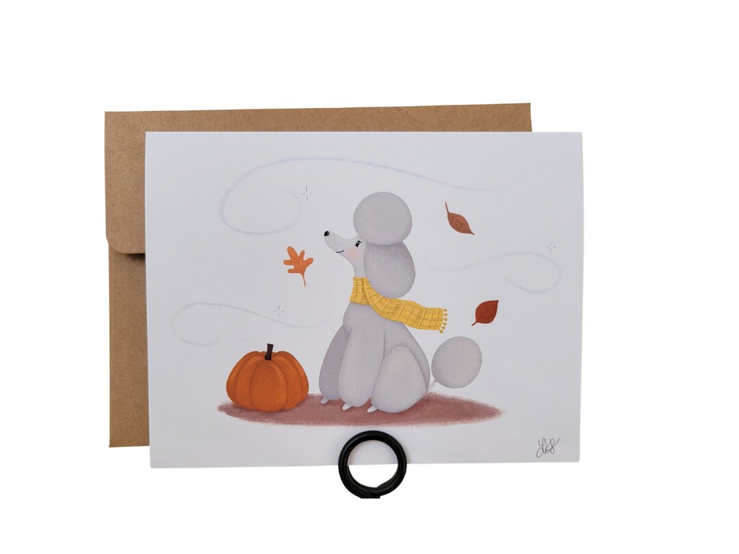 Poodle Cards and Sticker Set Fall Poodle Card Set - Etsy