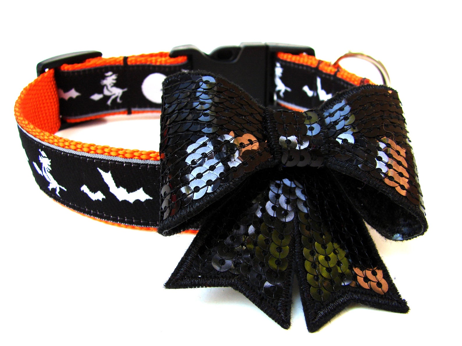 Halloween Dog Collar 1 Witches and Bats Dog Collar - Etsy