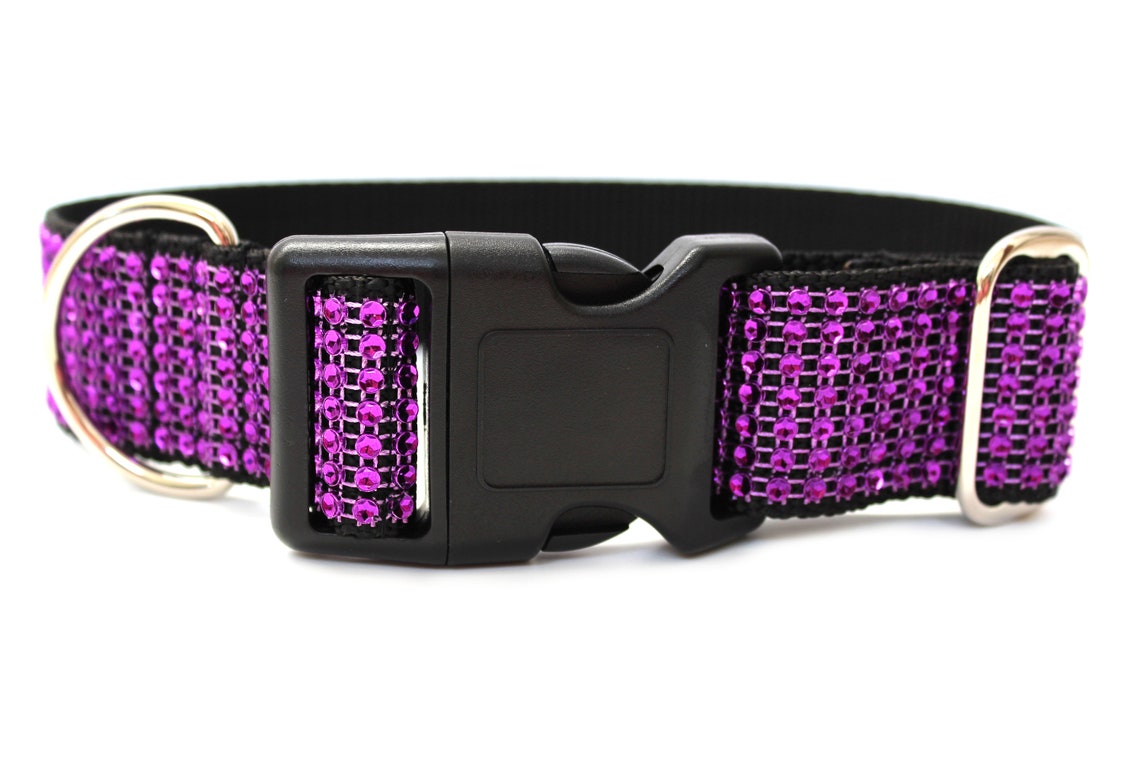 Purple Rhinestone Dog Collar 1 or 1.5 Purple Dog - Etsy