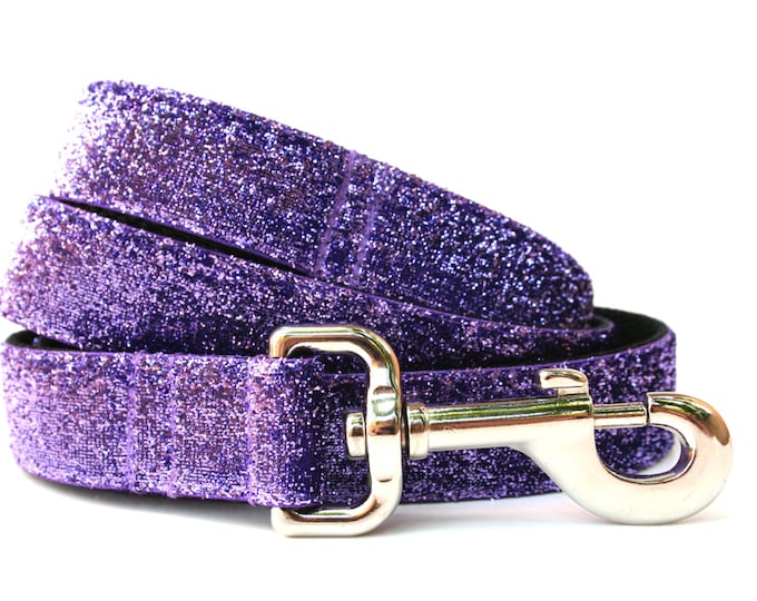 Dark Purple Glitter Dog Leash 1" Medium to Large Breed Purple Dog Leash ...