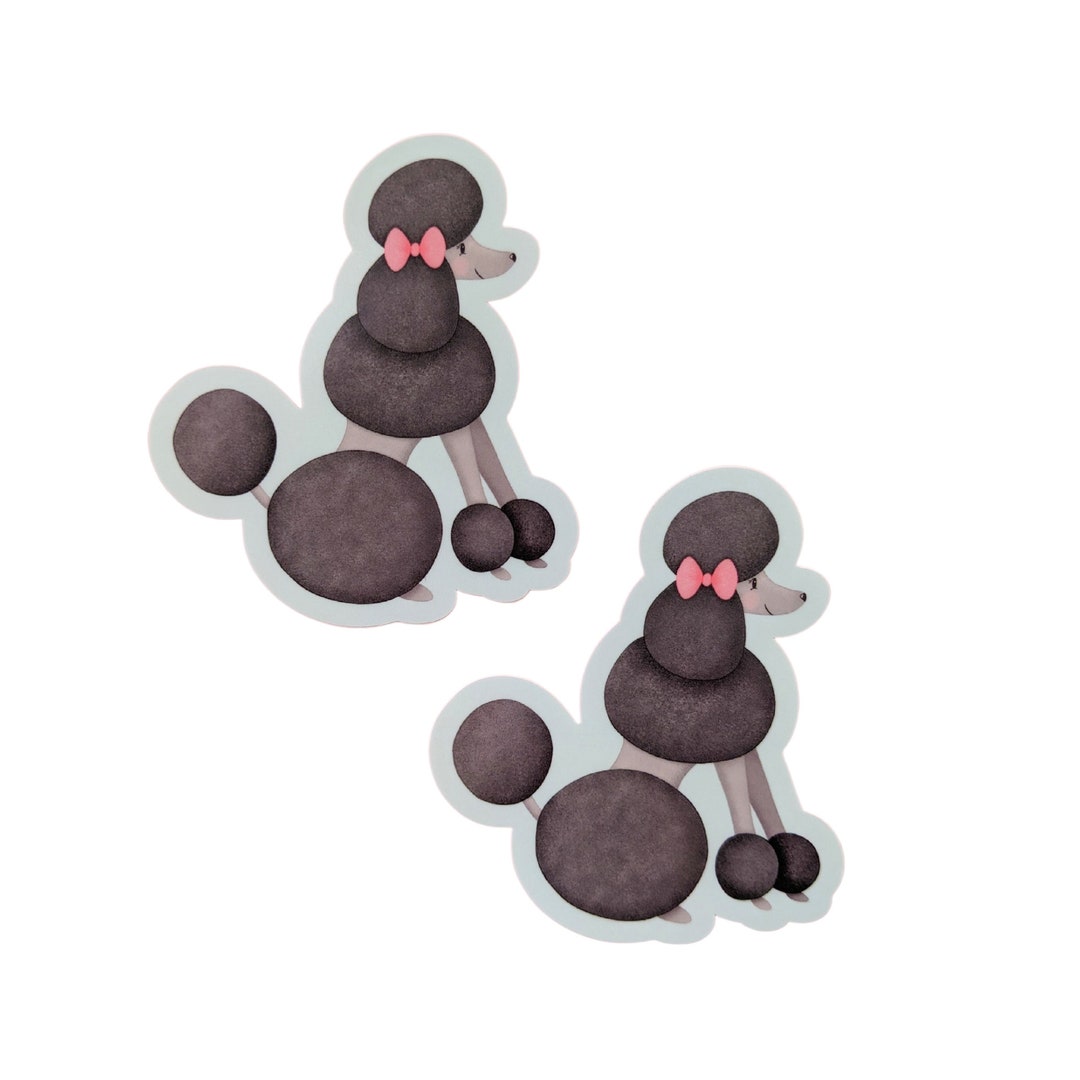 Poodle Stickers Black Poodle Stickers Set of 4 - Etsy
