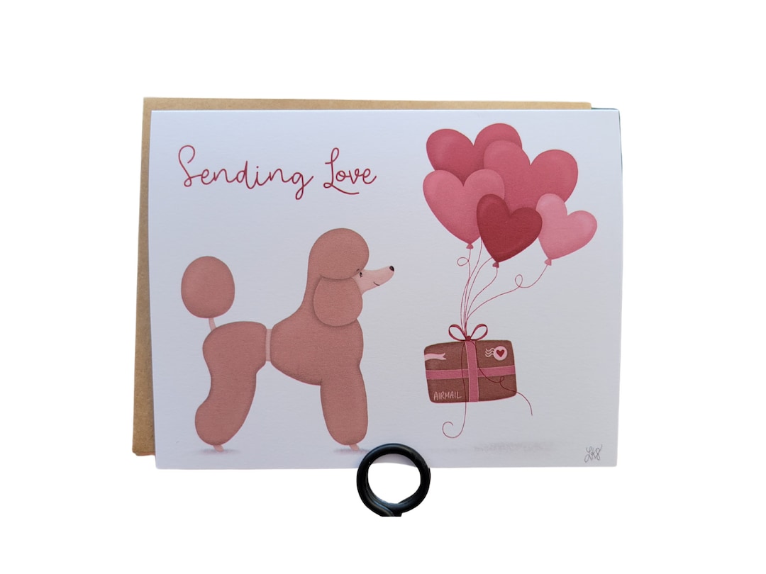 Poodle Cards and Sticker Set Valentine's Day Card Set - Etsy