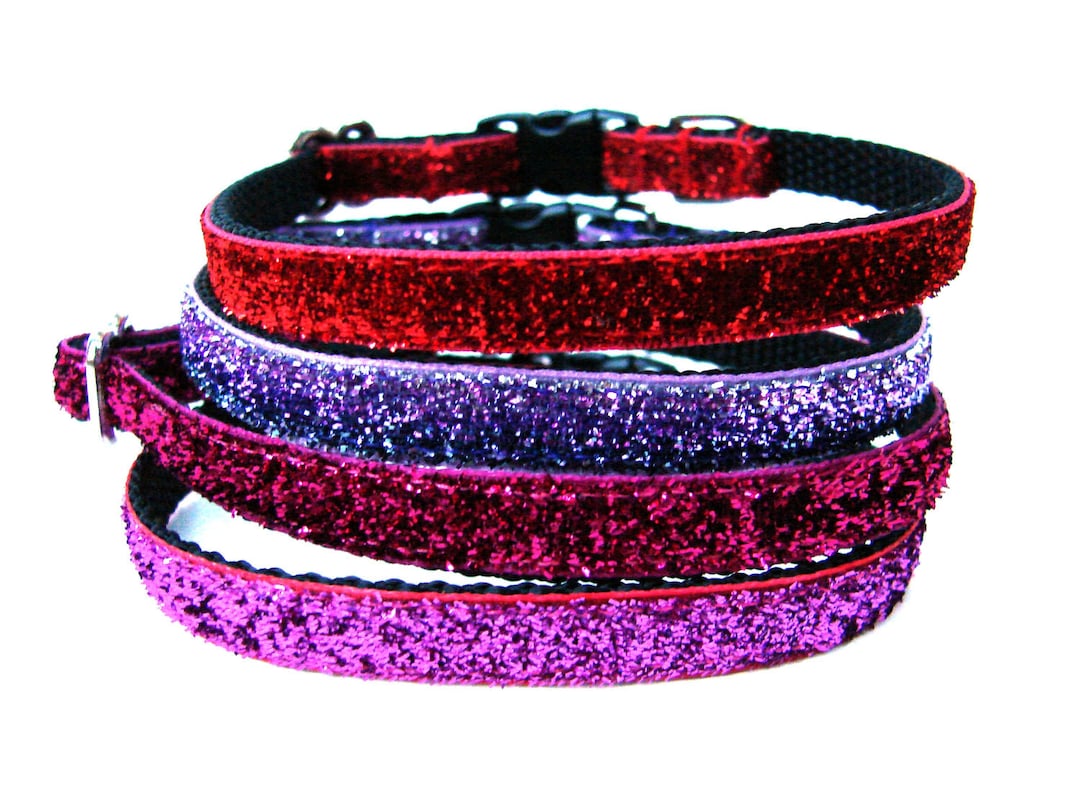 Small Dog Collar 3/8" Glitter Dog Collar in Pink, Red, and Purple - Etsy