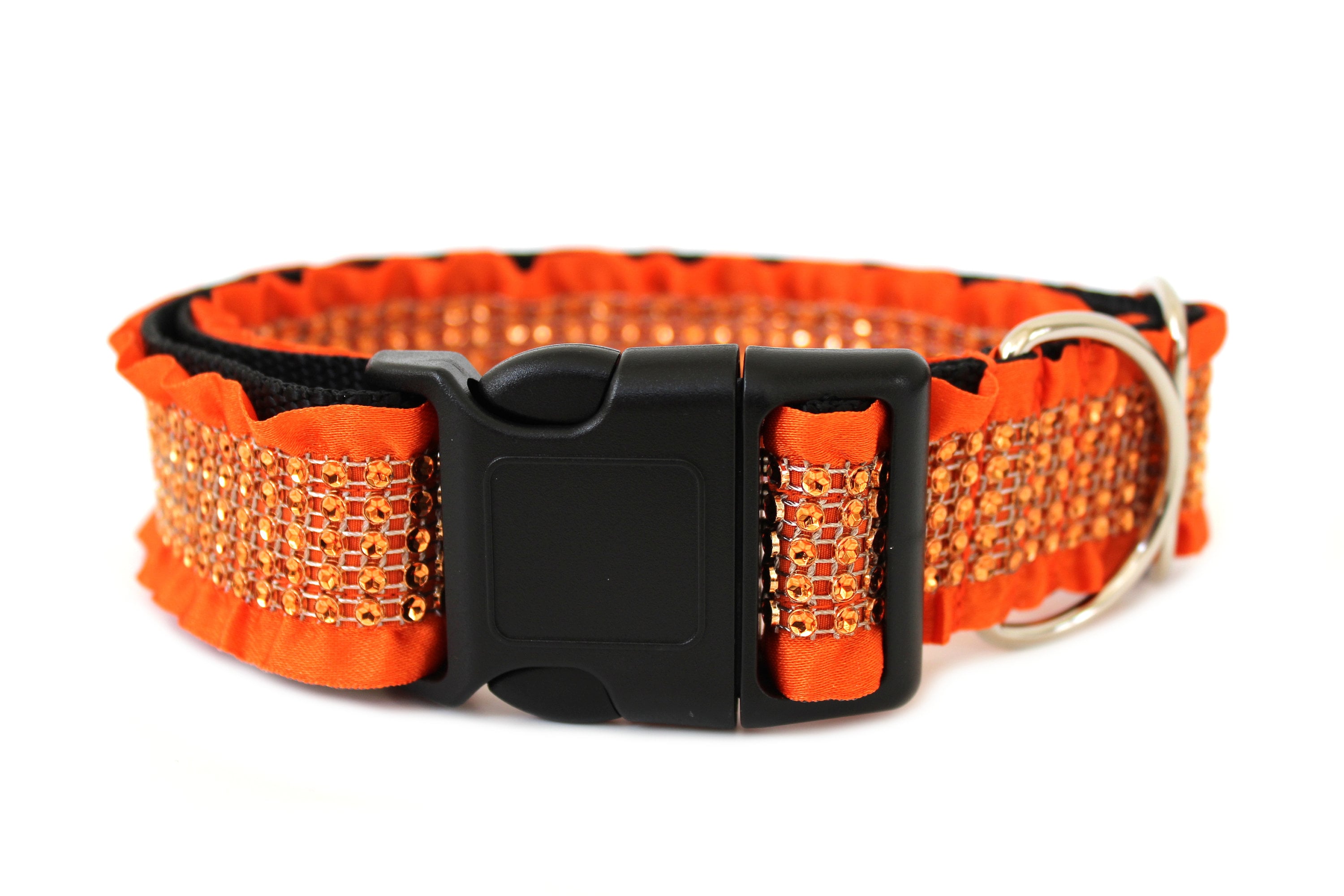 Orange Dog Collar 1.5 Rhinestone Dog Collar Ruffle Dog | Etsy