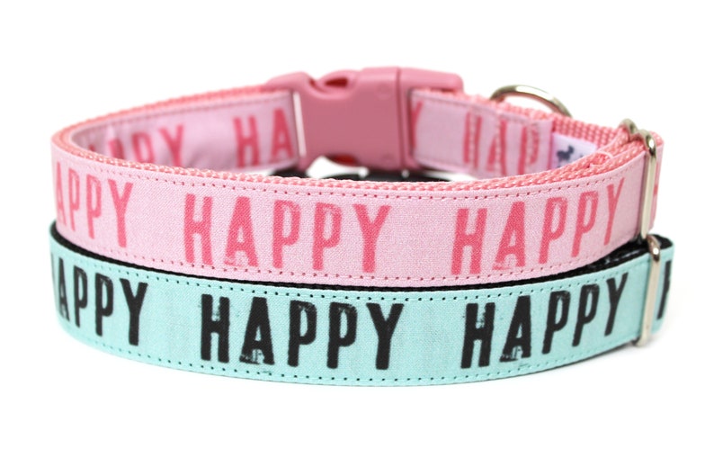Happy Dog Collar 1 Pink Dog Collar - Etsy