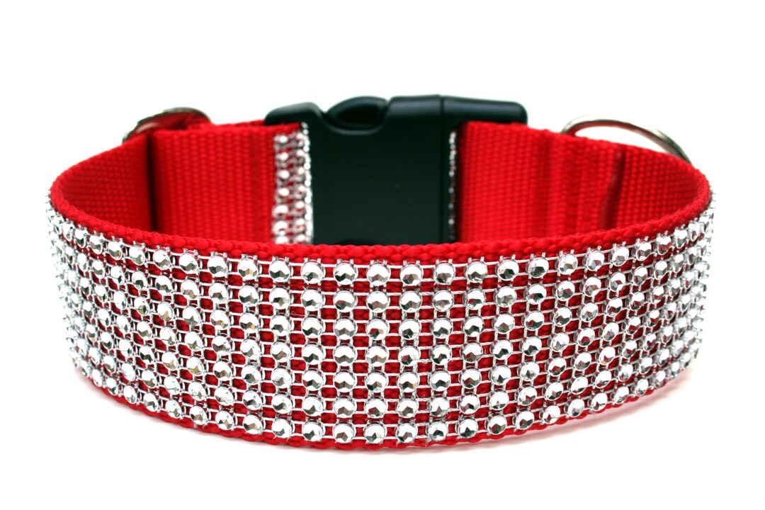 Red Dog Collar 1.5" Rhinestone Dog Collar - Etsy