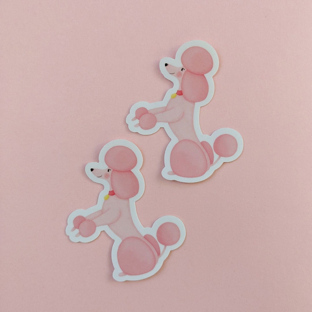 Poodle Stickers Pink Poodle Stickers Set of 4 - Etsy