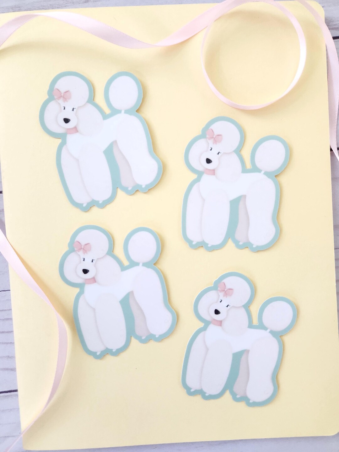 Poodle Stickers White Poodle Sticker Set of 4 - Etsy
