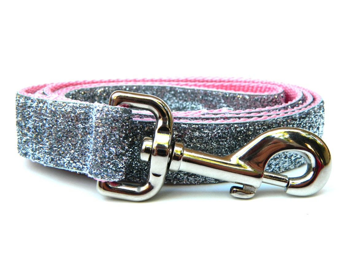 Silver Glitter Dog Leash 1 Pink Dog Leash - Etsy