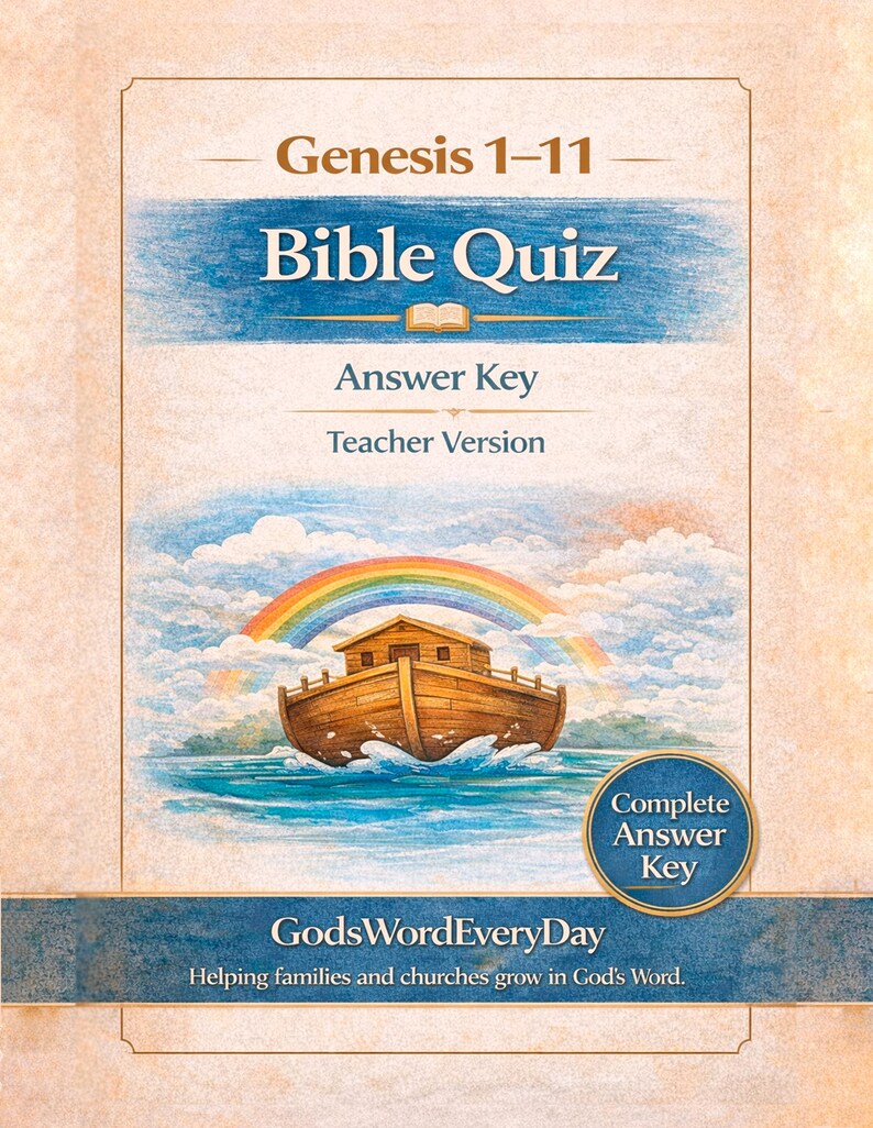 Genesis 1–11 Bible Quiz Workbook. 46 Questions. Printable PDF and ...