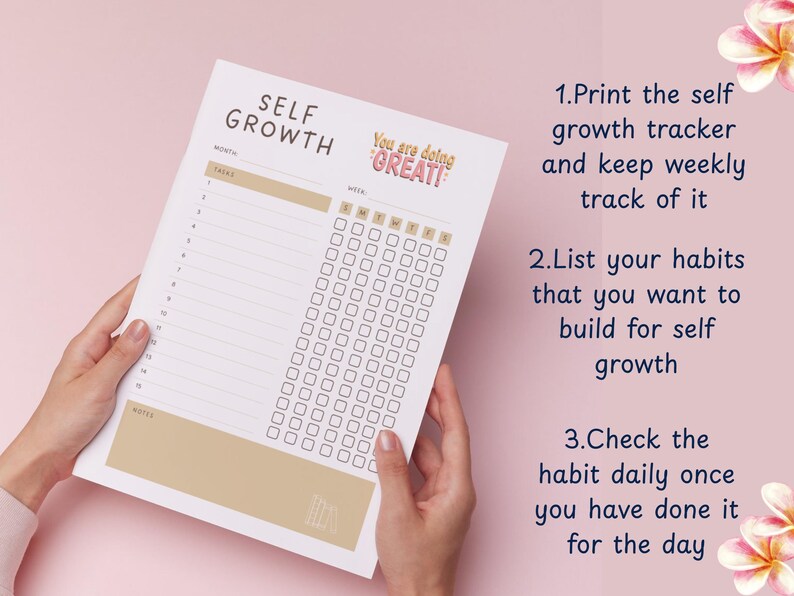 Self Growth Habit Tracker Printable | Monthly Habit Tracker | Self ...