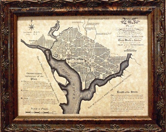 City of Washington DC Map Print of an 1850 Map on Parchment | Etsy