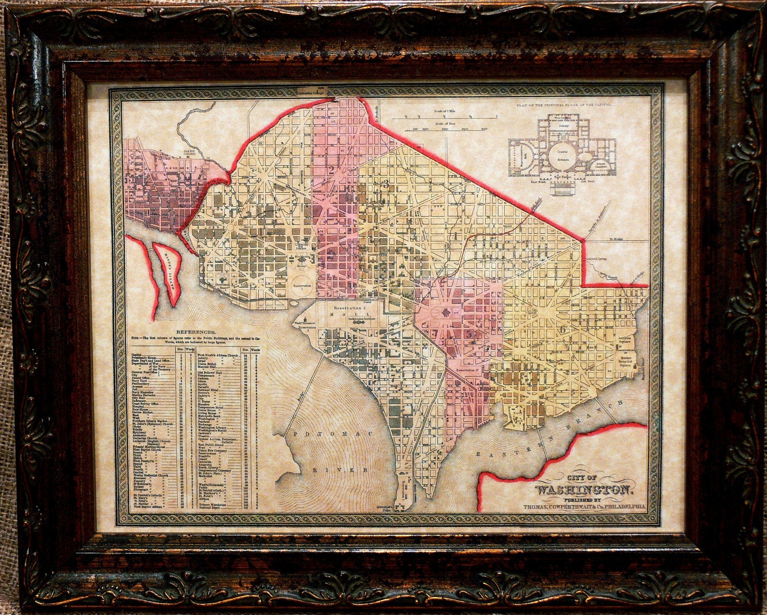 City of Washington DC Map Print of an 1850 Map on Parchment - Etsy