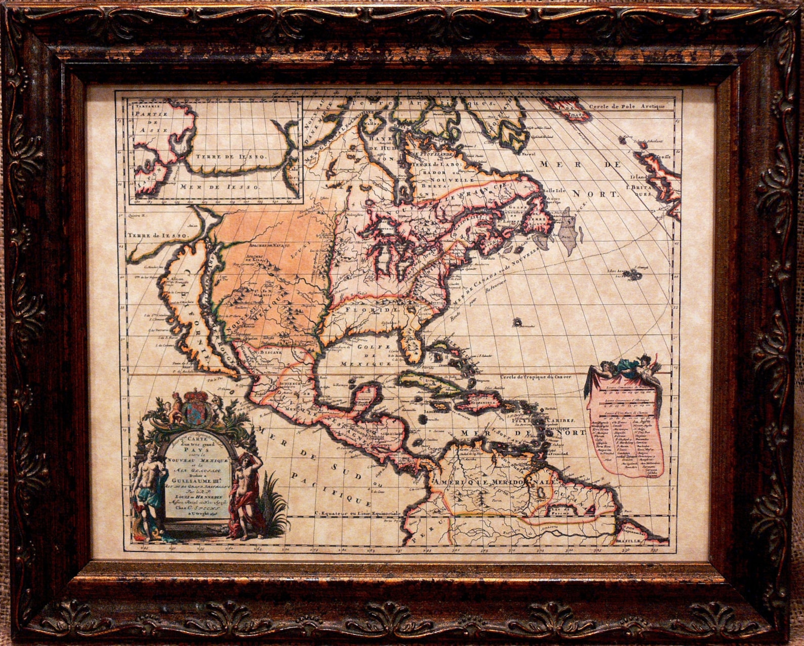 North American Map Print of a 1698 Map on Parchment Paper | Etsy