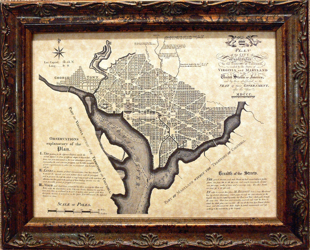 City of Washington DC Map Print of a 1792 Map on Parchment Paper - Etsy