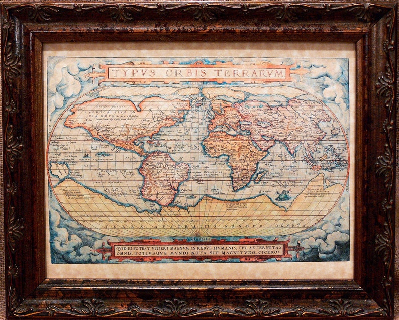 World Map Print of a 1572 Map on Parchment Paper - Etsy