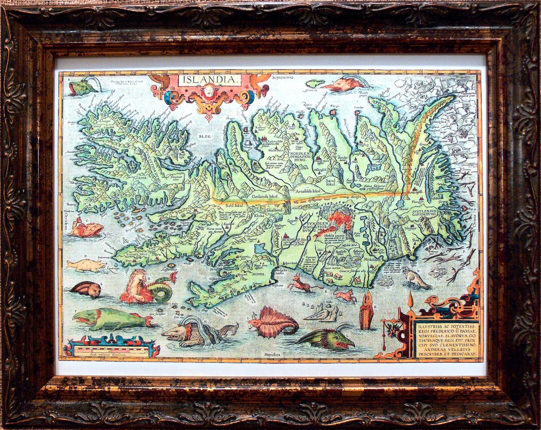 Iceland Map Print of a 1585 Map on Watercolor Paper - Etsy