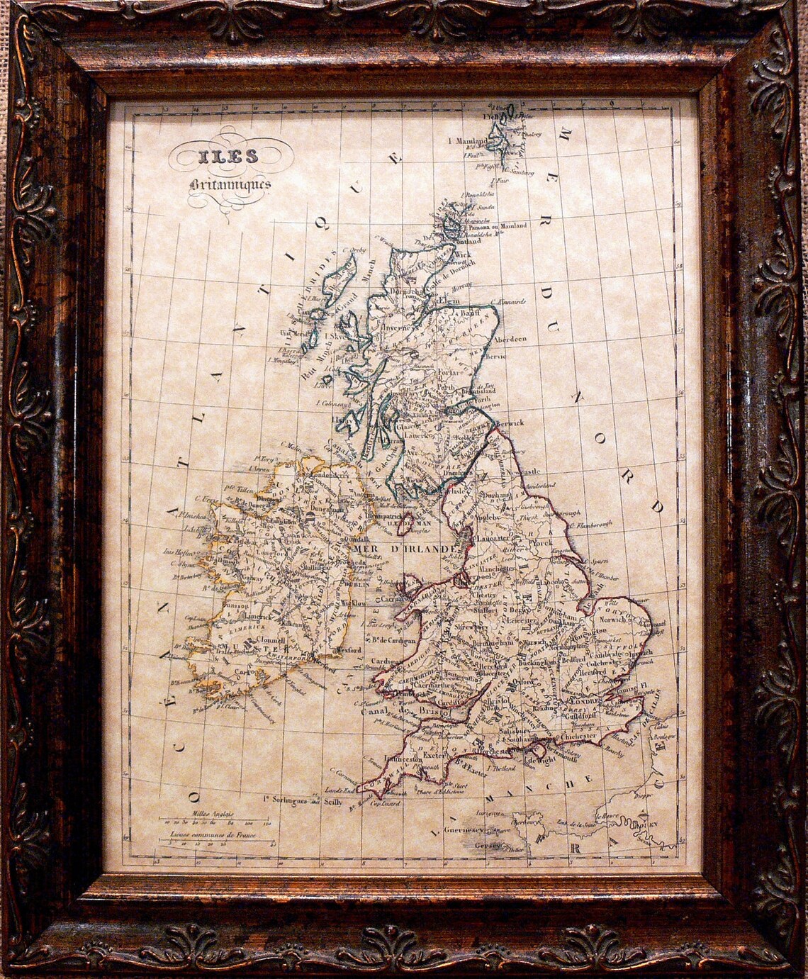 British Isles Map Print of an 1843 Map on Parchment Paper - Etsy