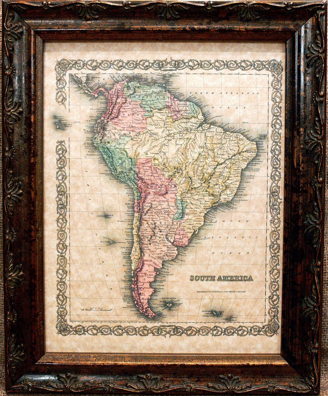 South America Map Print of an 1855 Map on Parchment Paper - Etsy