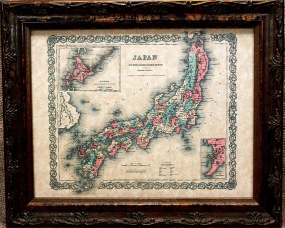 Japan Map Print of an 1855 Map on Parchment Paper - Etsy