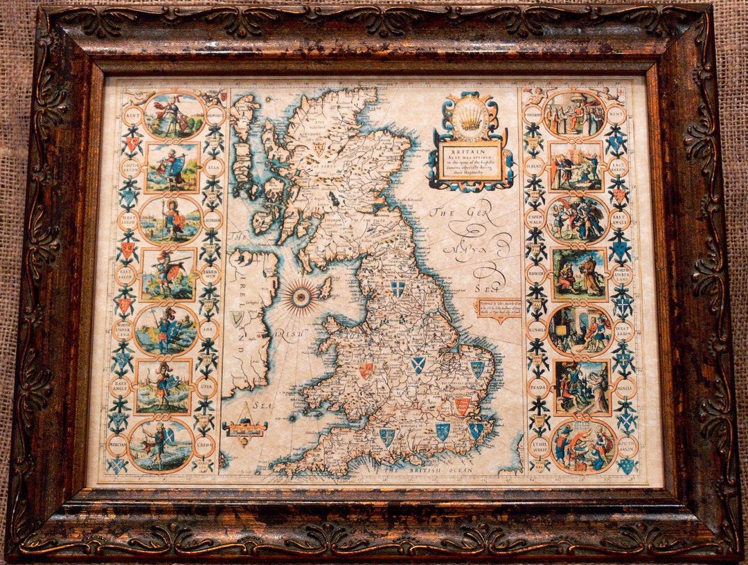 Anglo-saxon Heptarchy Map of Britain Map Print of a 1610 Map on ...