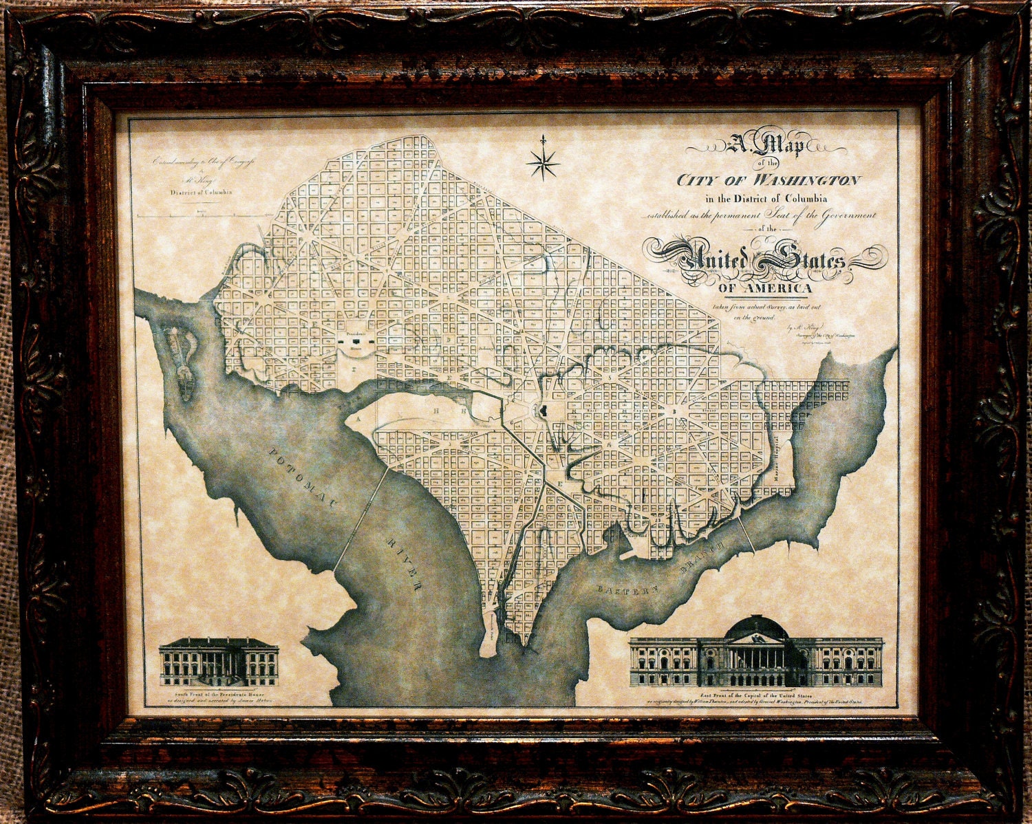 City of Washington DC Map Print of an 1818 Map on Parchment - Etsy