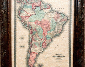 South America Map Print of an 1850 Map on Parchment Paper | Etsy