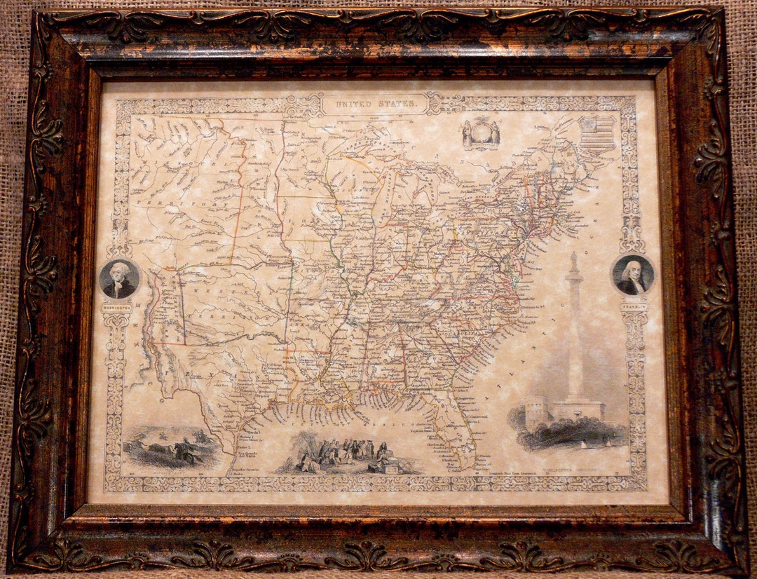 United States Map Print of an 1850 Map on Parchment Paper - Etsy