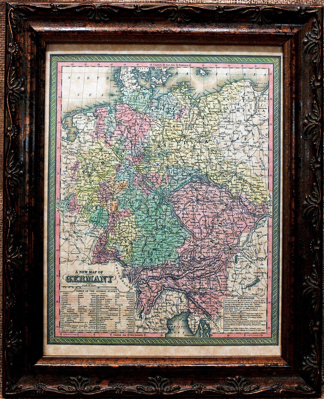 Germany Map Print of an 1853 Map on Parchment Paper - Etsy