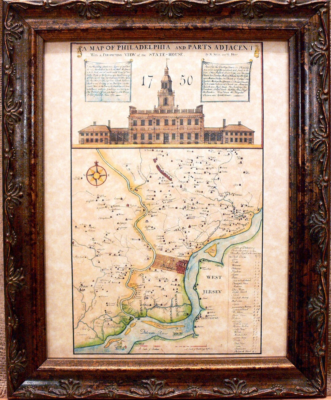 Philadelphia Region Map Print of a 1750 Map on Parchment Paper - Etsy