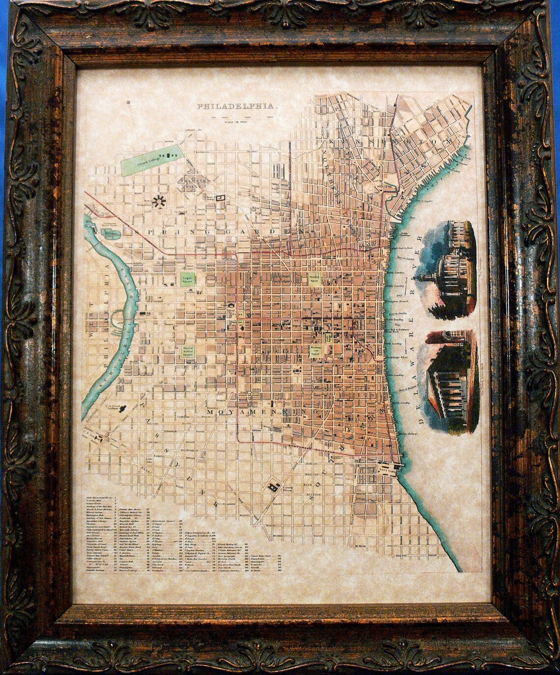 City of Philadelphia Map Print of an 1840 Map on Parchment Paper - Etsy