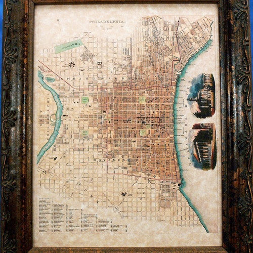 City of Philadelphia Map Print of an 1840 Map on Parchment | Etsy