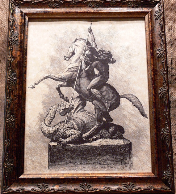 Saint George and the Dragon Art Print on Parchment Paper - Etsy