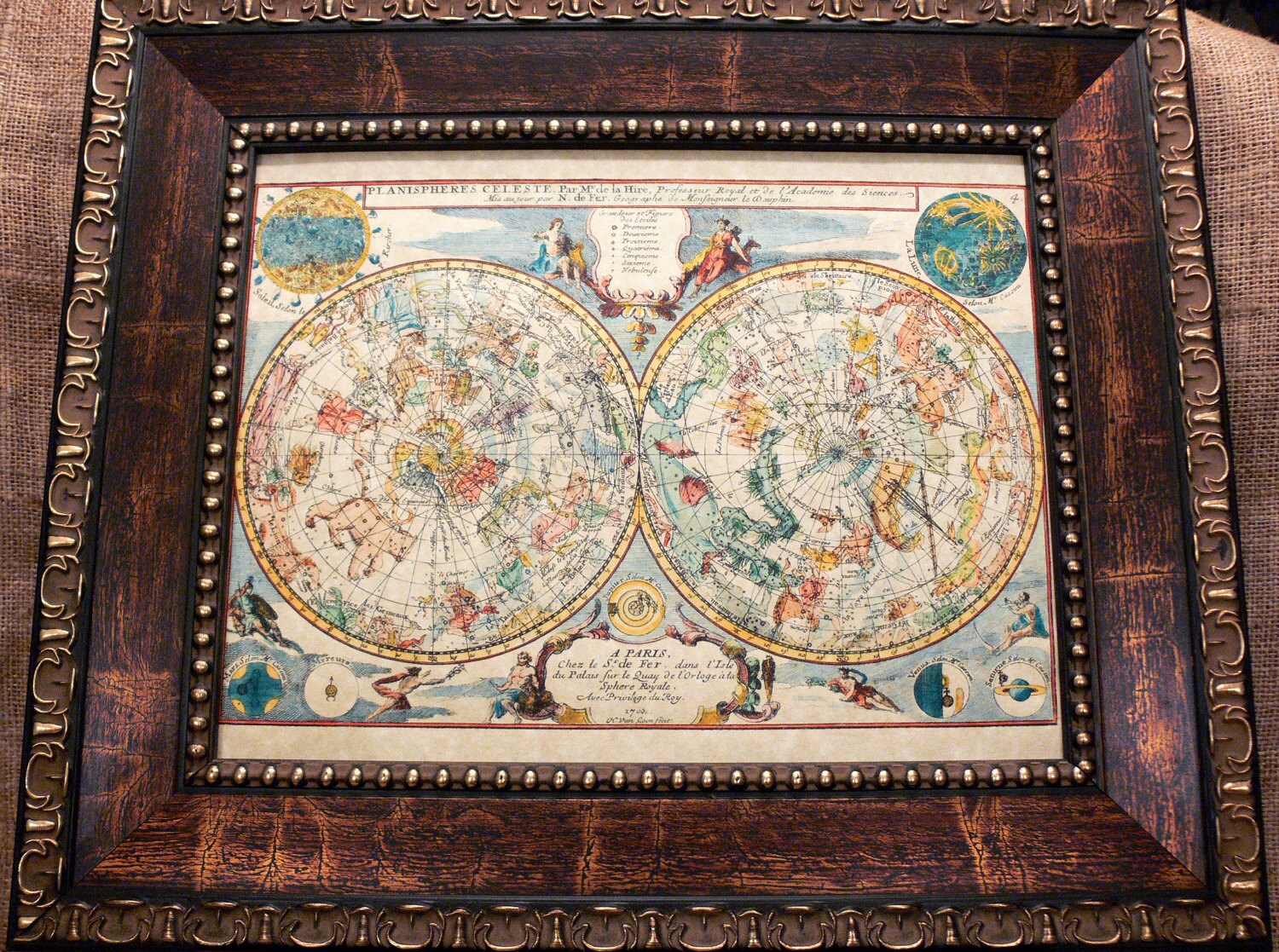 Celestial Spheres Map Print of a 1705 Map on Parchment Paper - Etsy