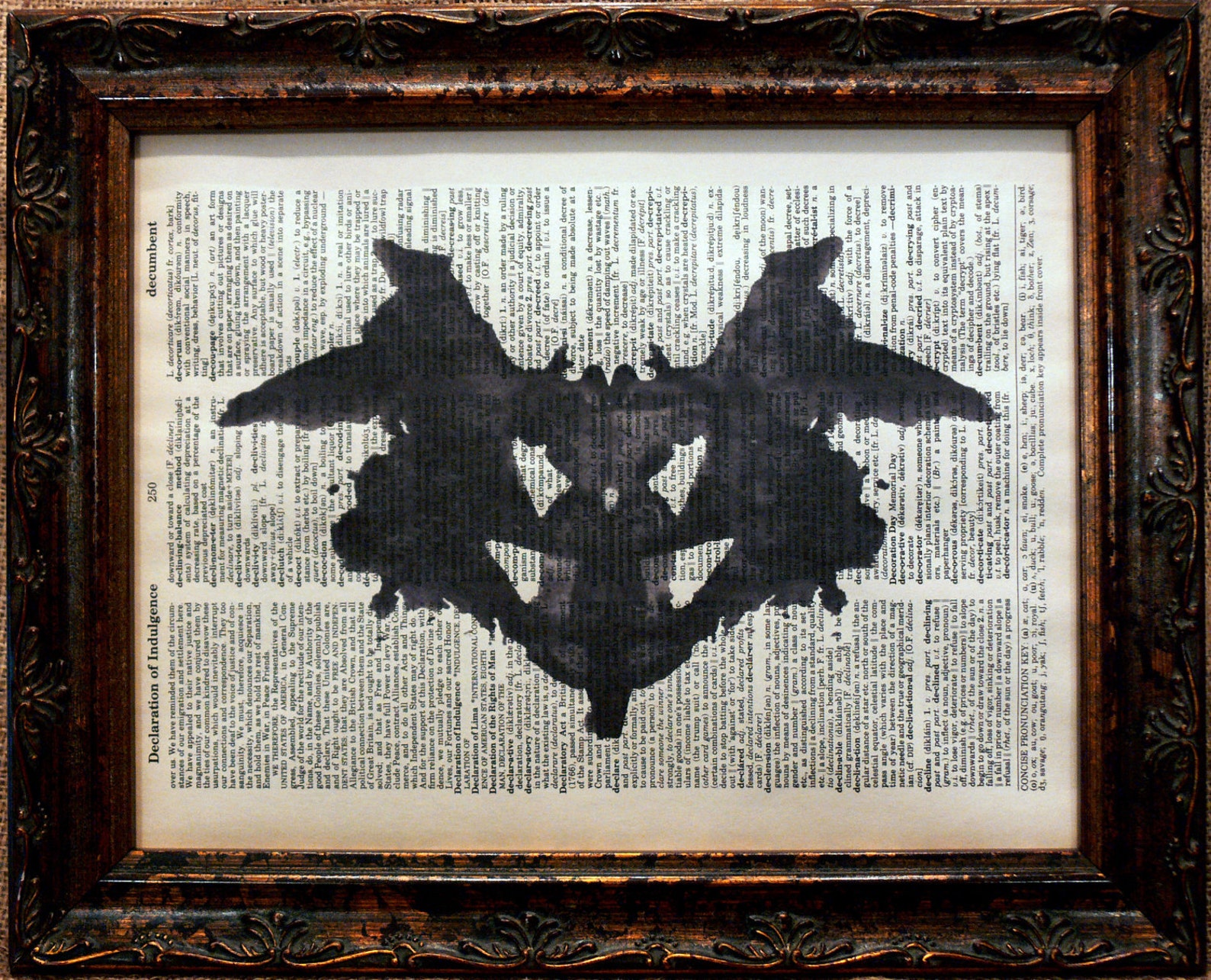 Rorschach Ink Blot 1 Art Print on Dictionary Book Page - Etsy